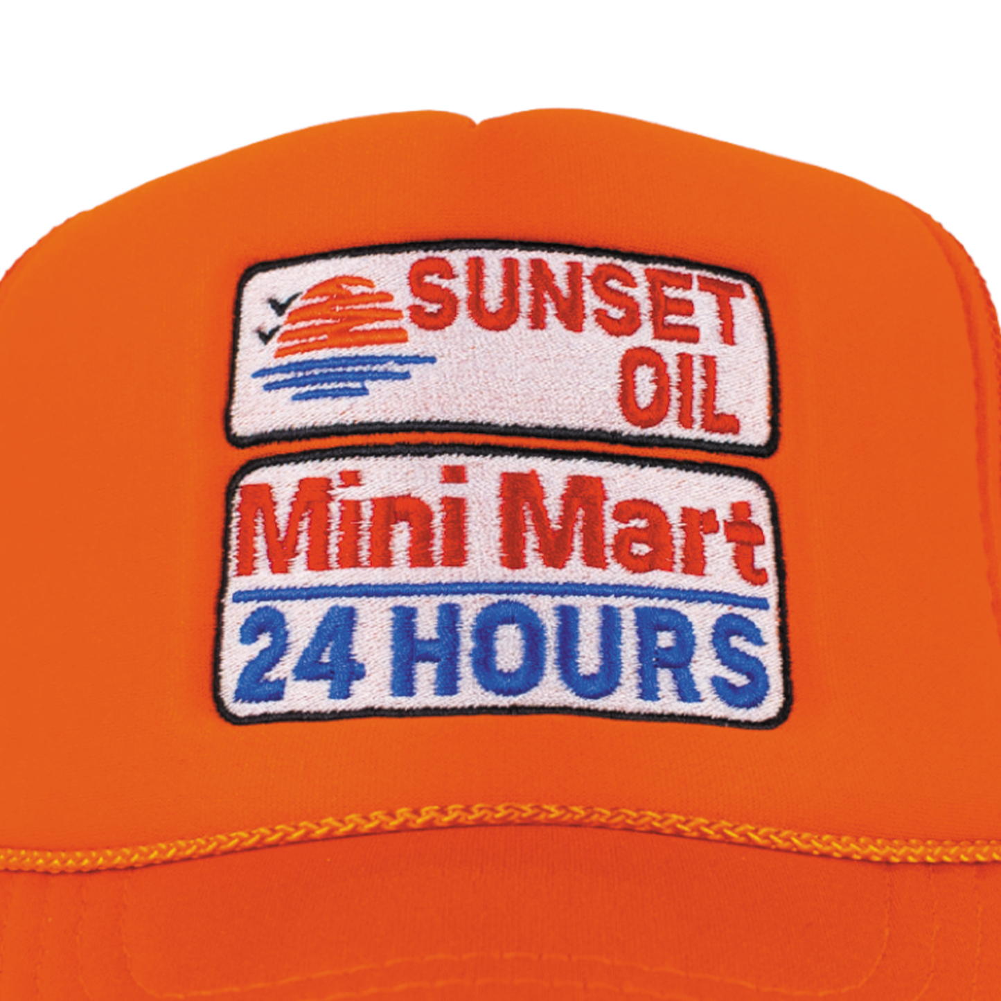 Sunset Oil Mini Mart Orange Trucker Fit