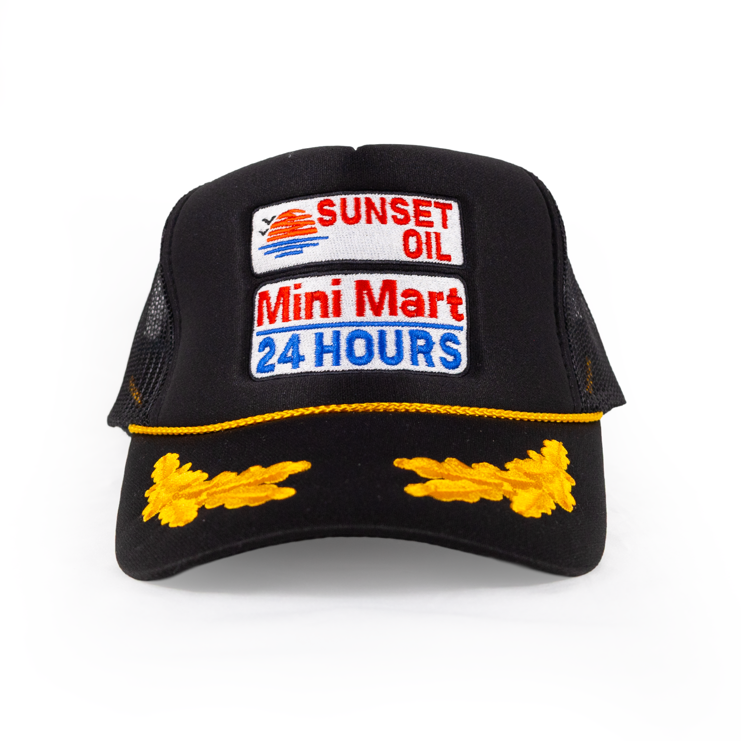 Sunset Oil Mini Mart Black/Gold Leaf Trucker Fit