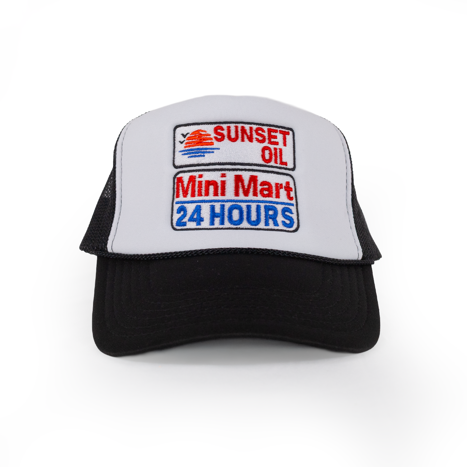 Sunset Oil Mini Mart Black/White/Black Trucker Hat